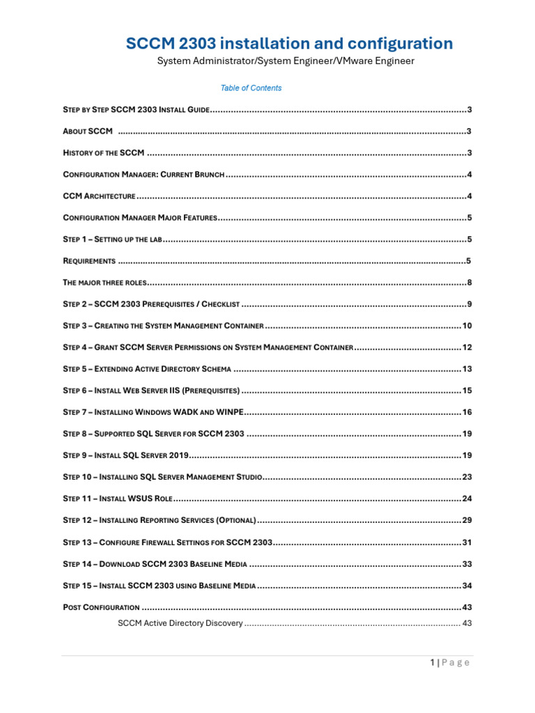 Step by Step SCCM 2303 Install Guide | PDF