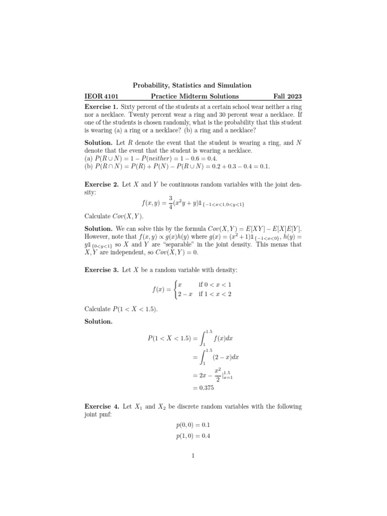 Practice Midterm Solns | PDF