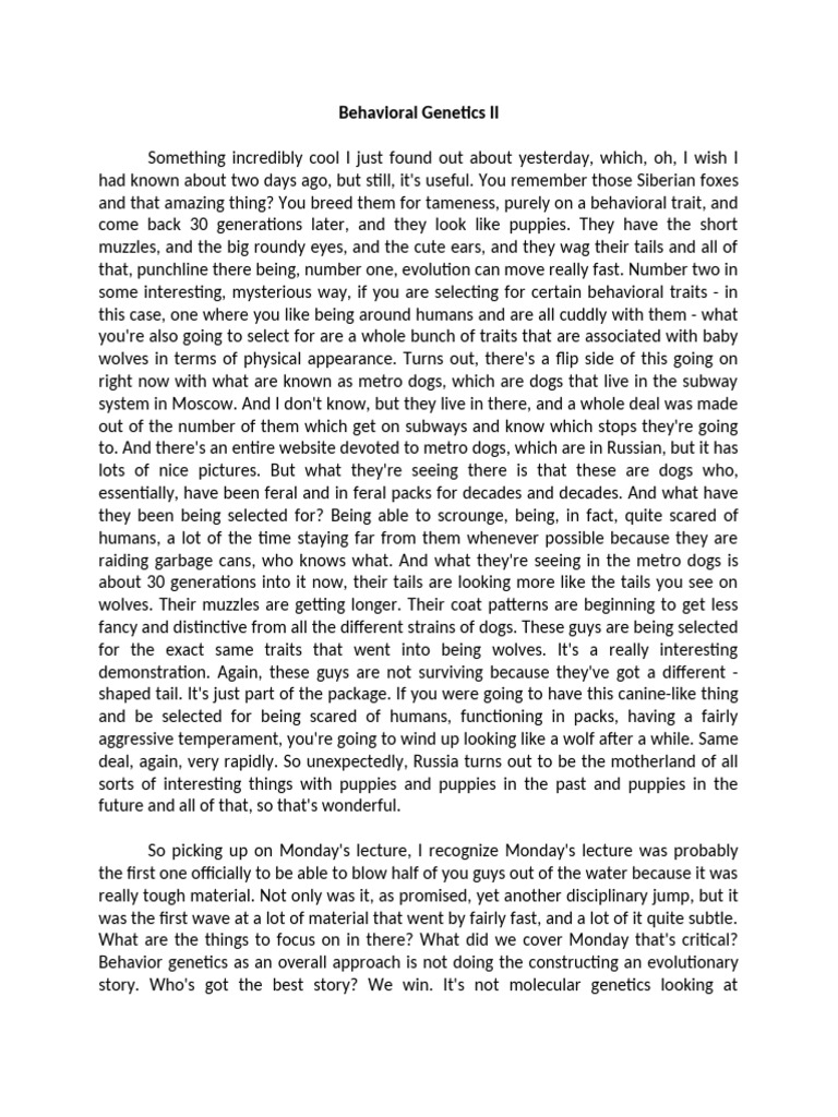 Behavioral Genetics II | PDF