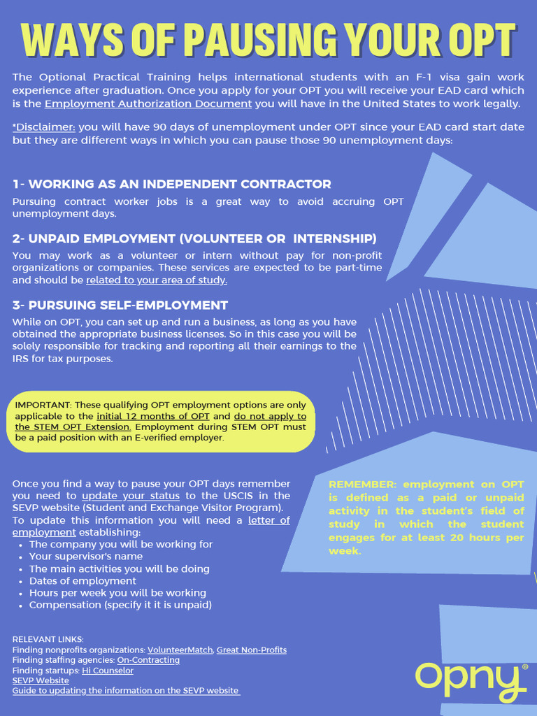 How to Pause OPT | PDF