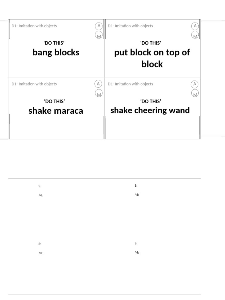 D1 - Index Cards - Imitation With Objects | PDF