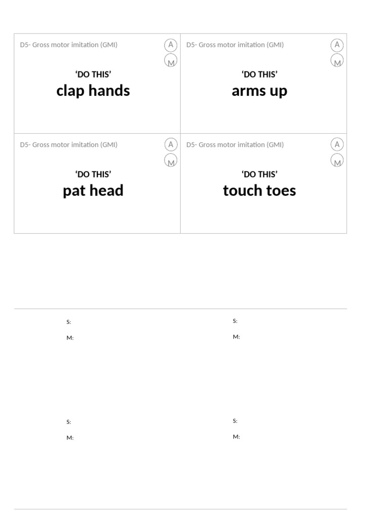 D5 - Gross Motor Imitation - GMI | PDF