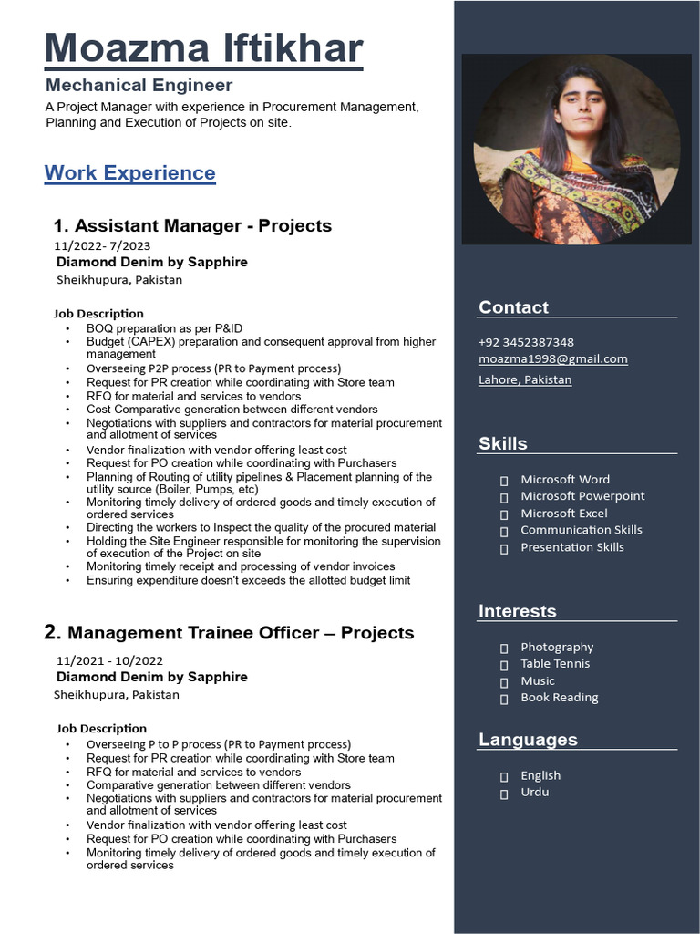 Moazma's Resume - Lahore | PDF