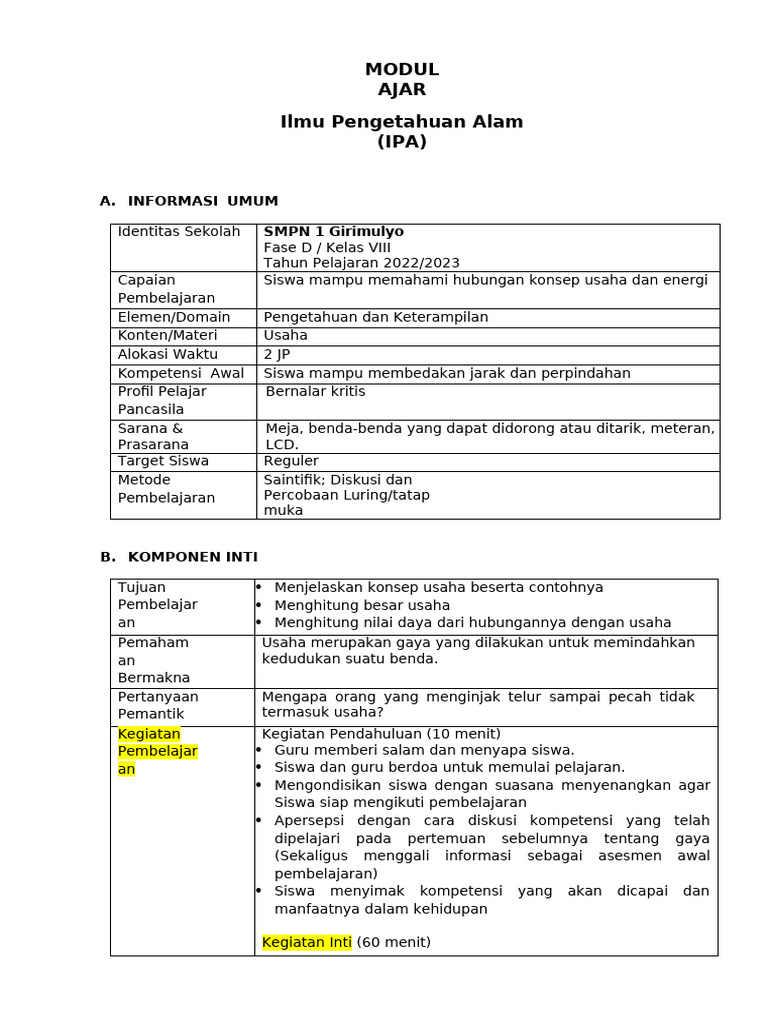 Modul Ajar Usaha | PDF