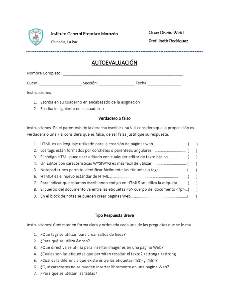 AUTOEVALUACION | PDF