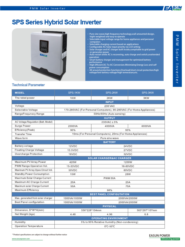 Sps 3kw Datasheet En | PDF
