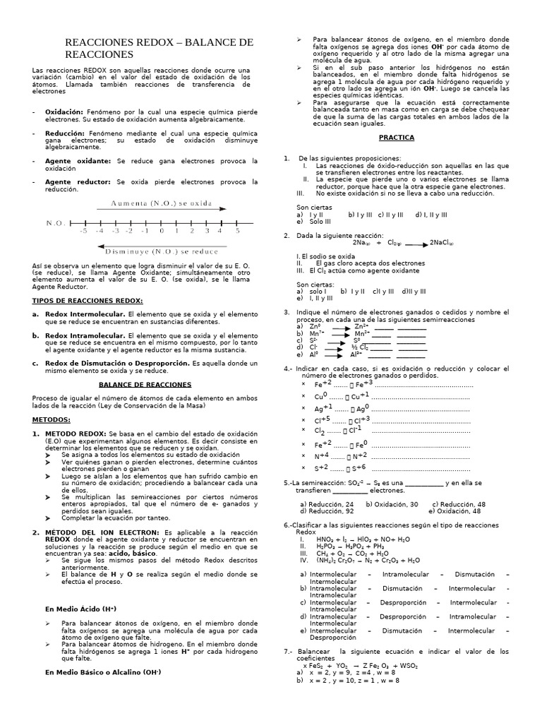 Reacciones Redox | PDF