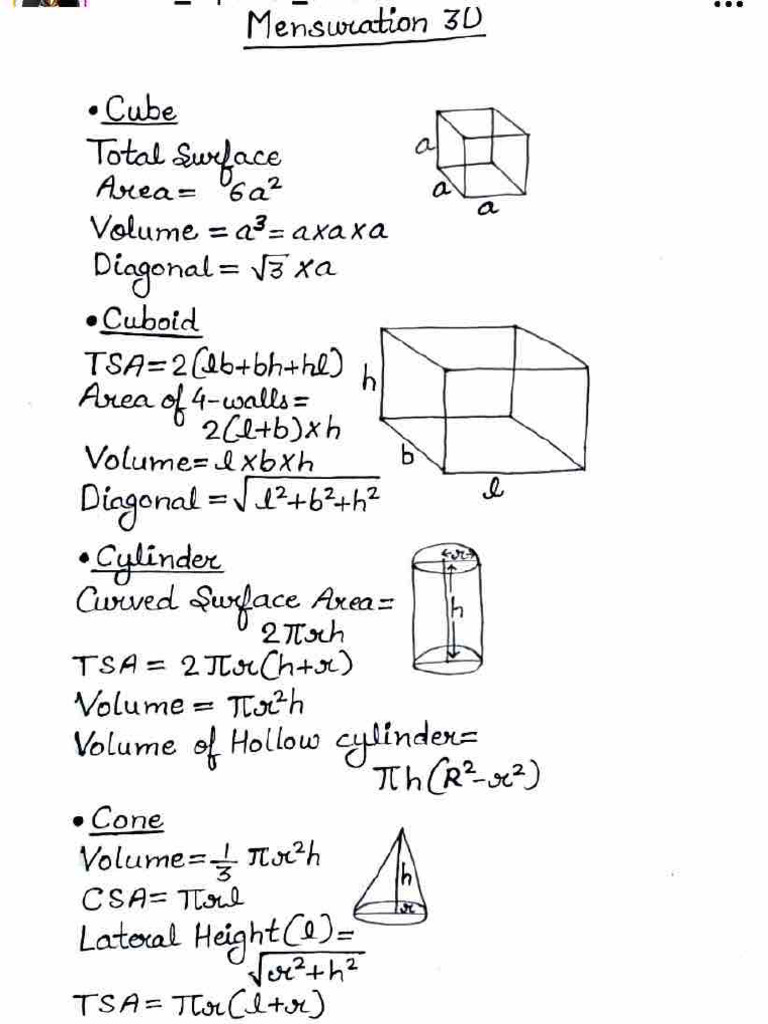 Mensuration (2D, 3D) | PDF