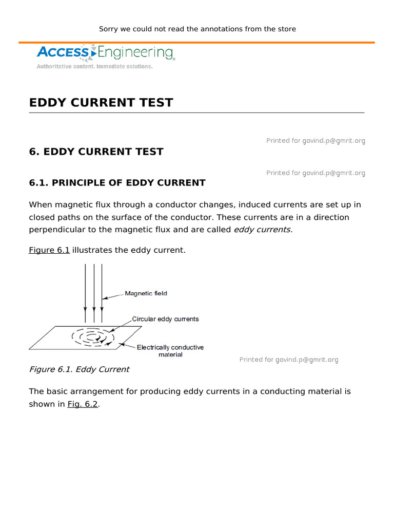 Eddy Current Testing Principles Explained | PDF | Inductor | Teaching ...