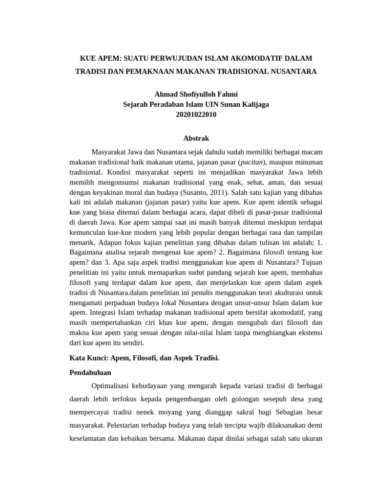 Integrasi Islam Dalam Mkanan Apem | PDF