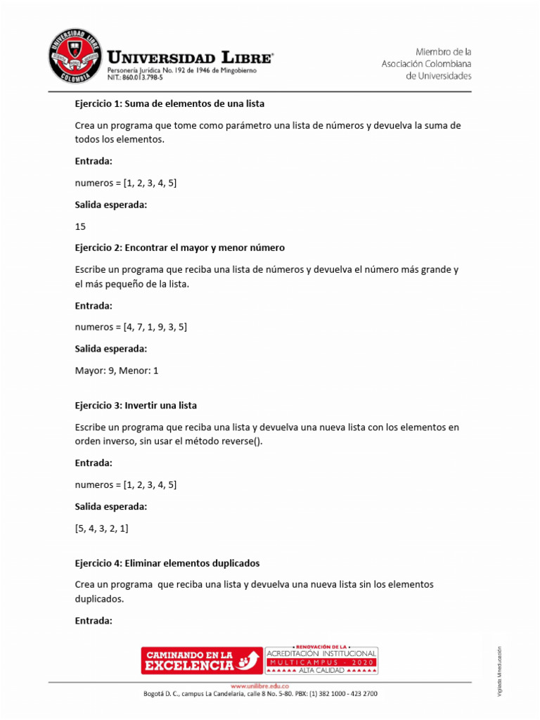 Taller Listas en Python | PDF