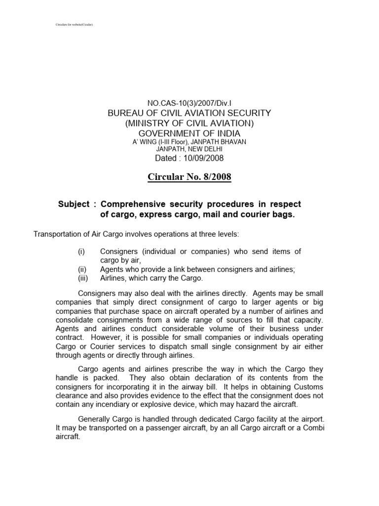 c0808, Comprehensive Security Procedures in Respect of Cargo, Express ...