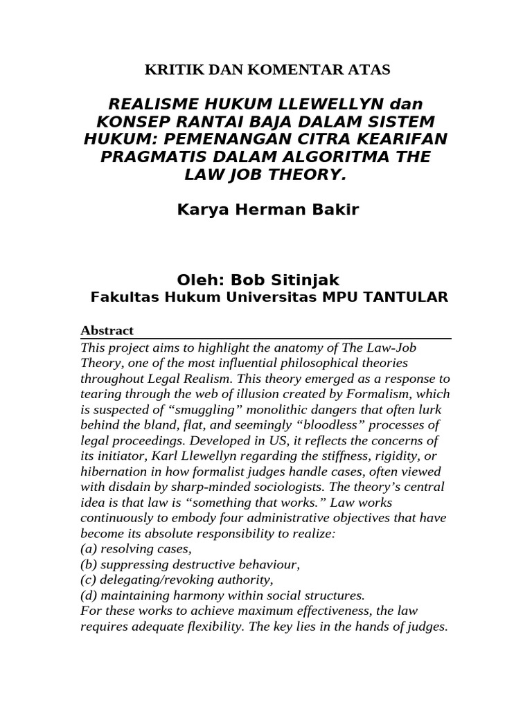 Tugas Kritik Dan Komentar Atas Bob Sitinjak Nim 223300040041 | PDF ...