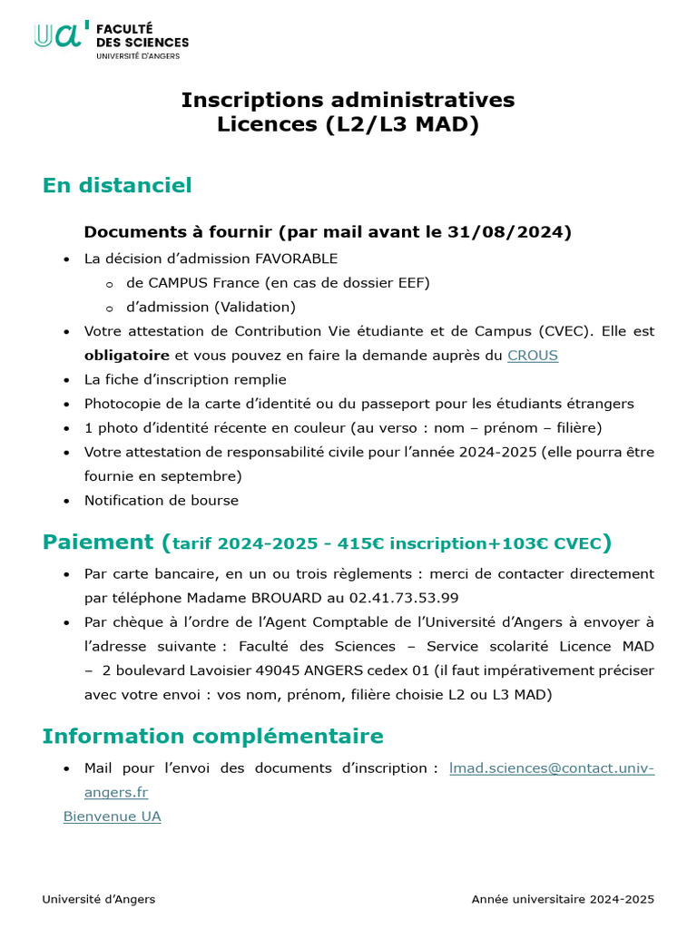 Inscription Pieces 2425 l2-l3 Mad Eef +Et+Fiche+Notice | PDF