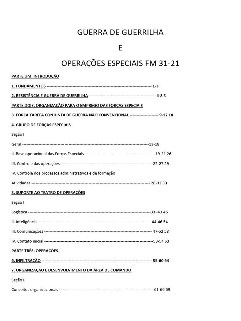 Guerrilha e Operações Especiais. | PDF
