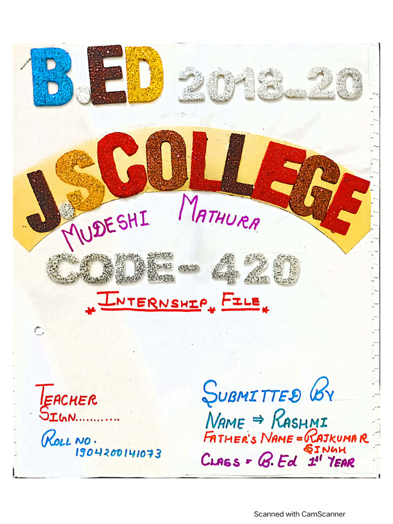 BEd 1year Intership File | PDF