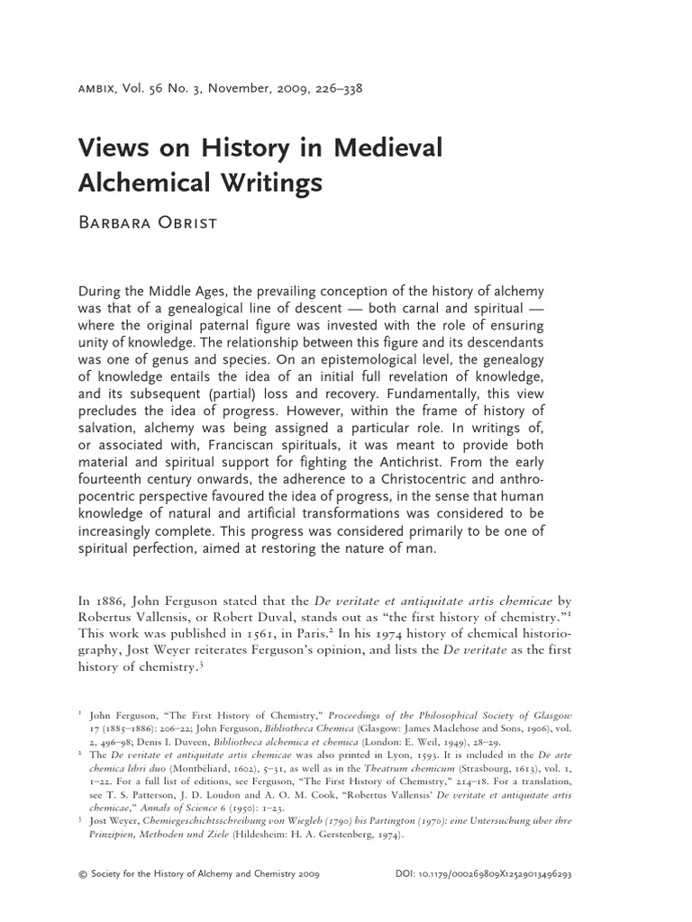 Barbara Obrist, Views On History in Medieval Alchemical Writings, 2009 ...