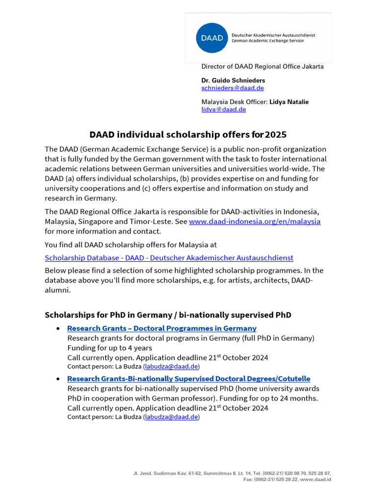 DAAD Scholarships List MoHE | PDF