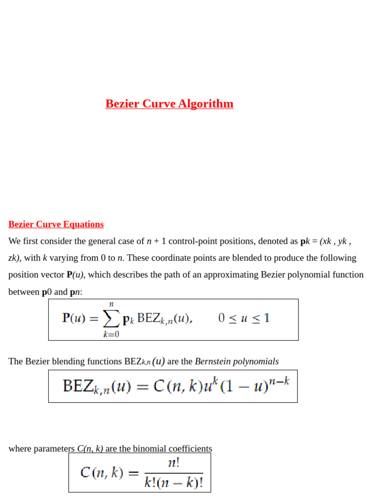 Module 5 Bezier Curve Explanation Pdf
