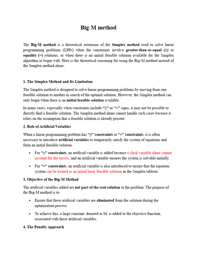 Big M Method | PDF