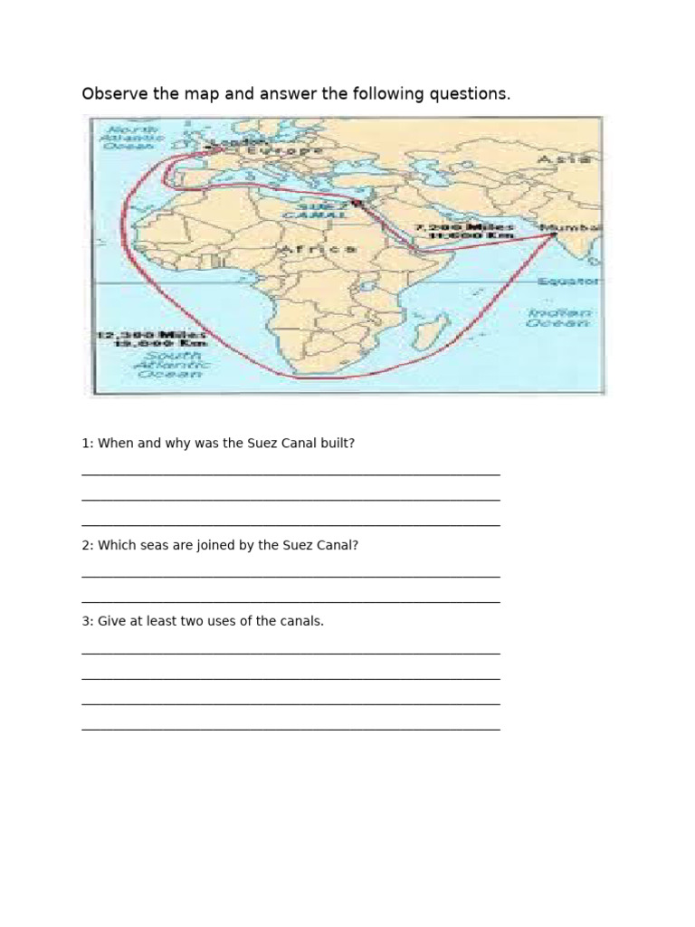 YR 9 Suez canal worksheet (1) | PDF
