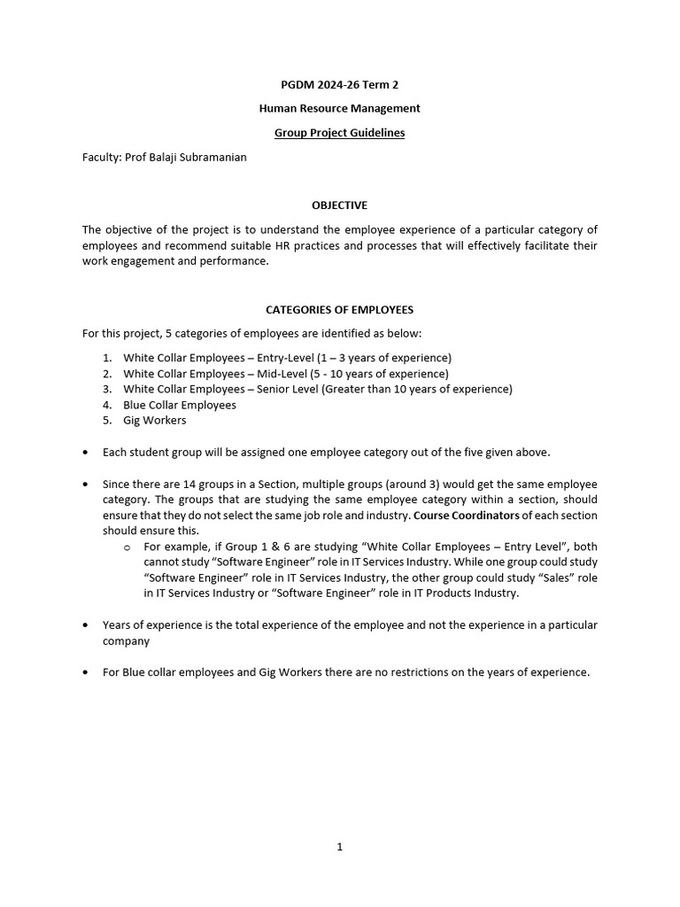 HRM - Group Project Guidelines | PDF