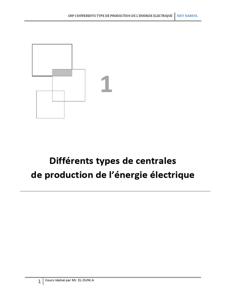 CHP1 PRODUCTION DE LENERGIE ELECTRIQUE Converti 2 | PDF