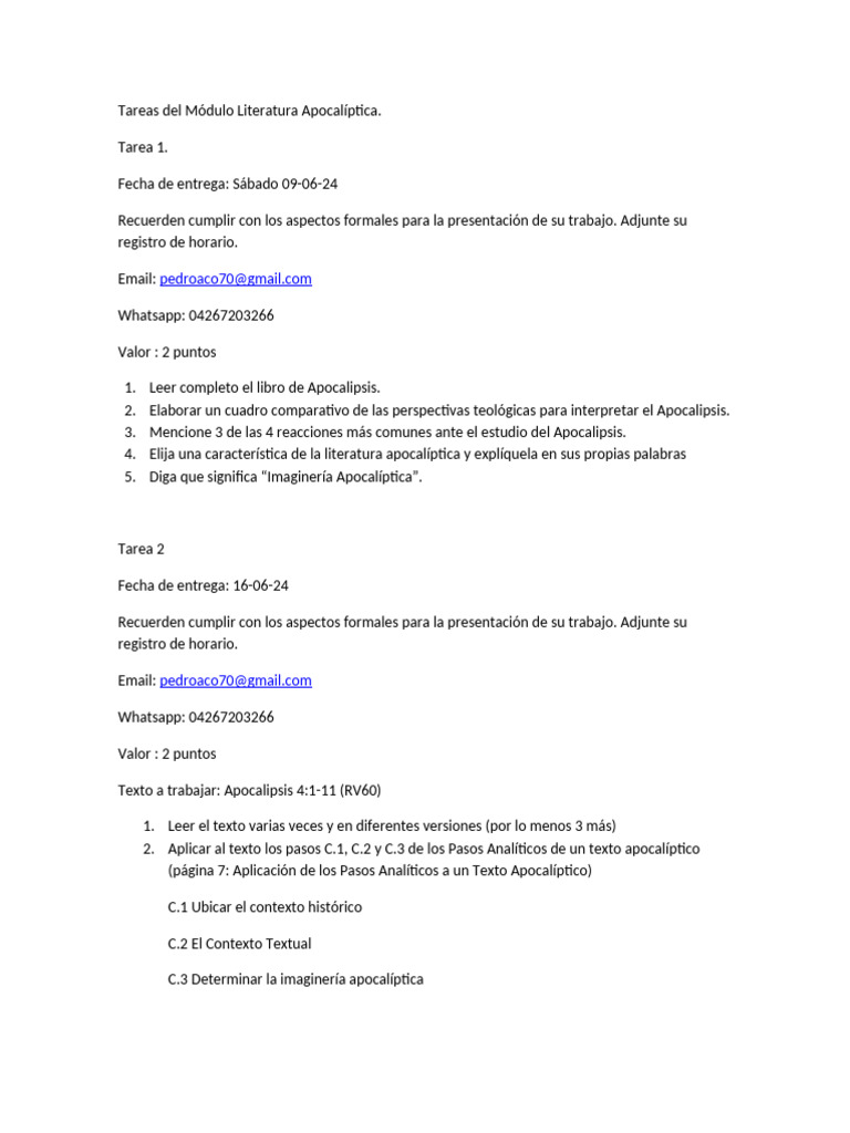 Tareas Del Módulo Literatura Apocalítica | PDF