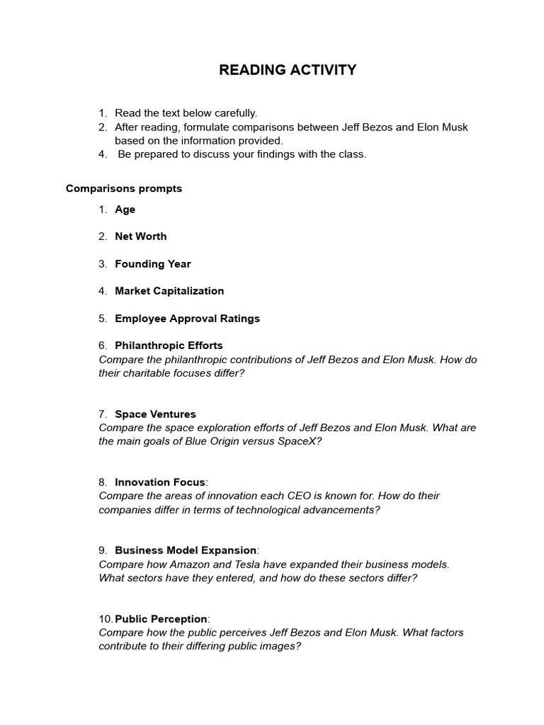 Reading Activity | PDF