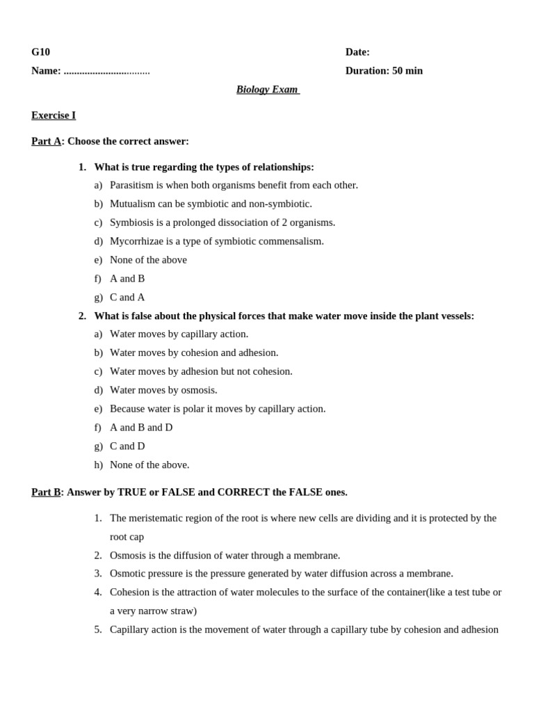 chapter 2 test grade 10 | PDF