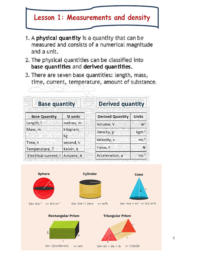 Measurements and Density | PDF