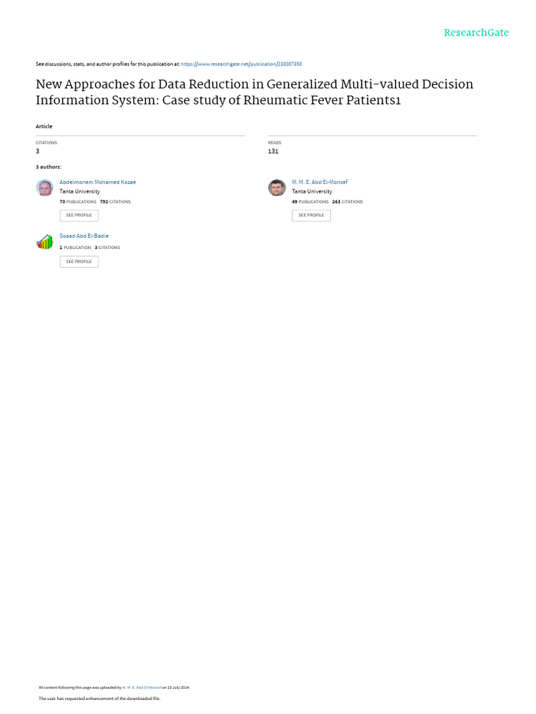 New Approaches For Data Reduction in Generalized M | PDF