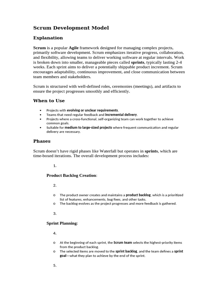 Scrum Development Model | PDF