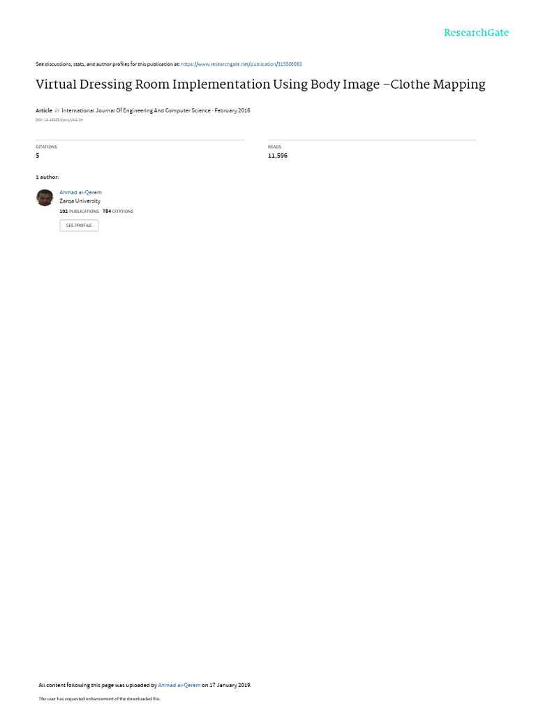 Virtual Dressing Room Implementation Usi | PDF