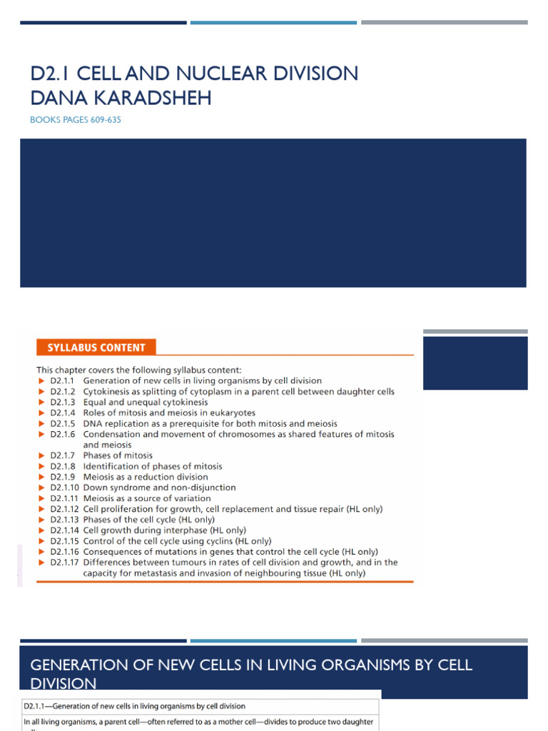D2.1 Cell and nuclear division | PDF