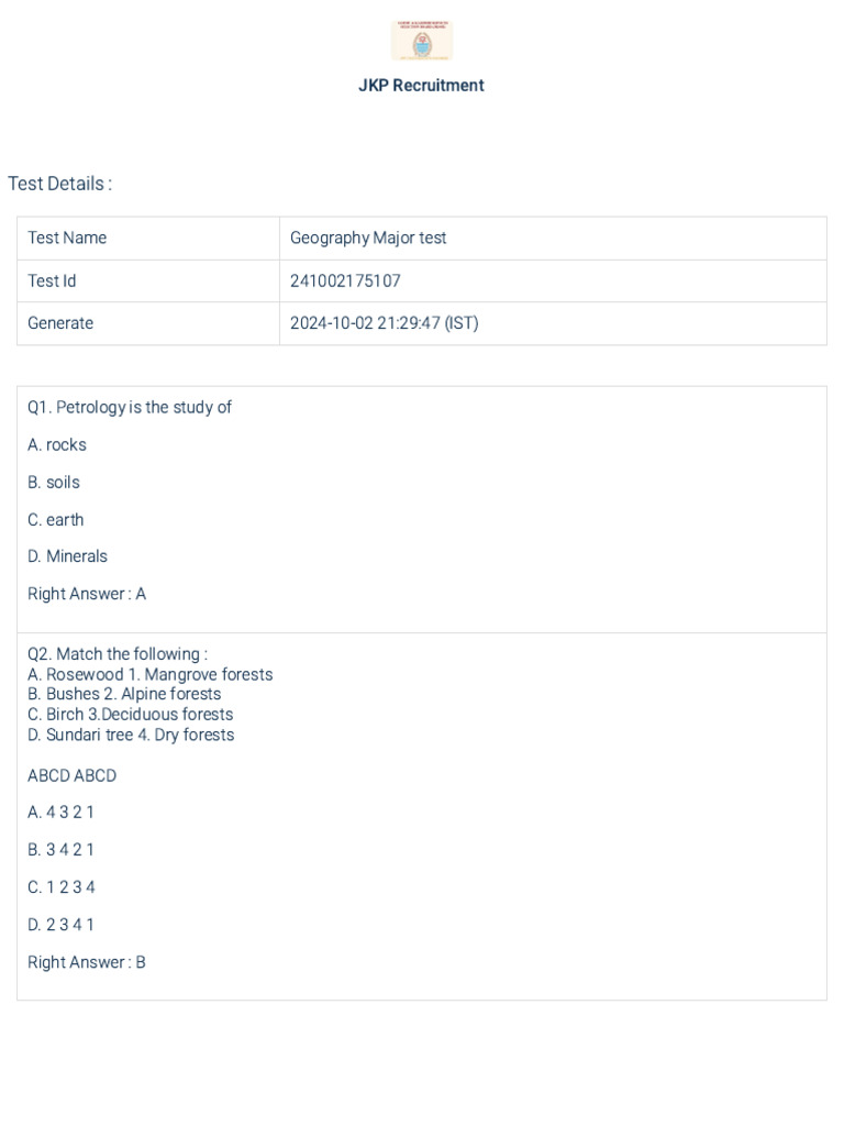 Preliminary Answer Key | PDF
