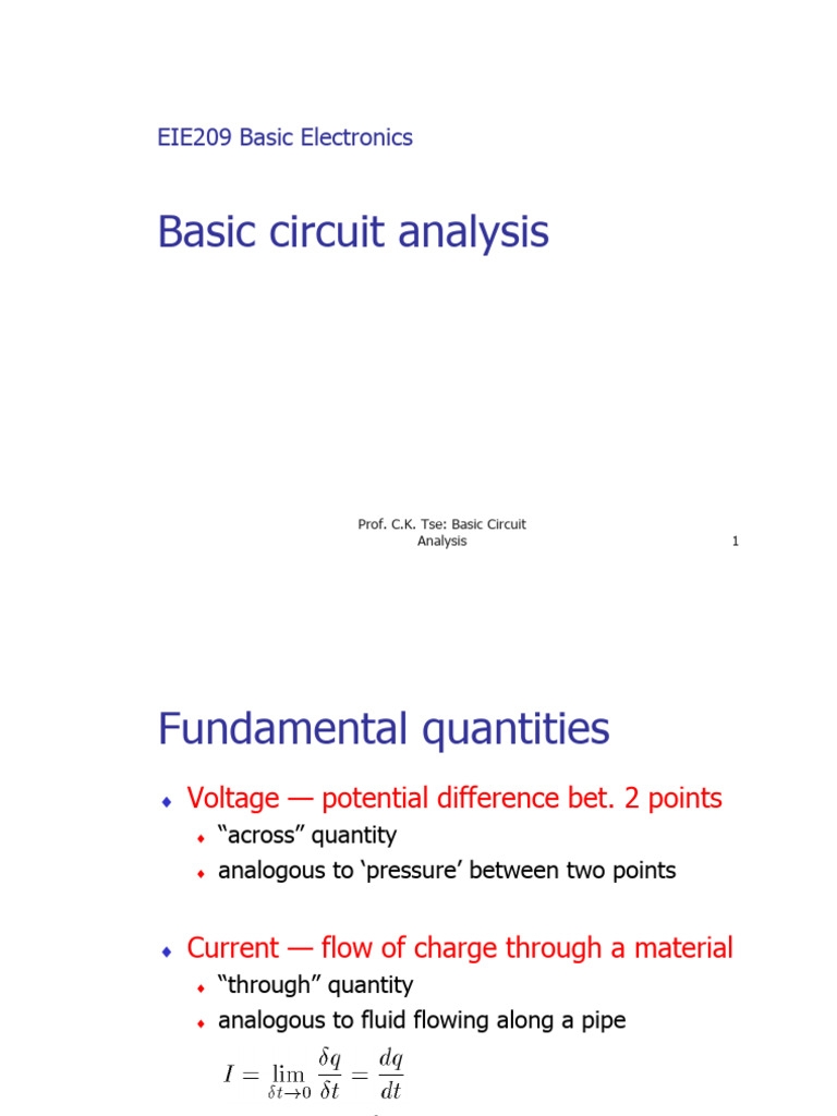 EIE209 Basic Electronics Basic Circuit A | PDF