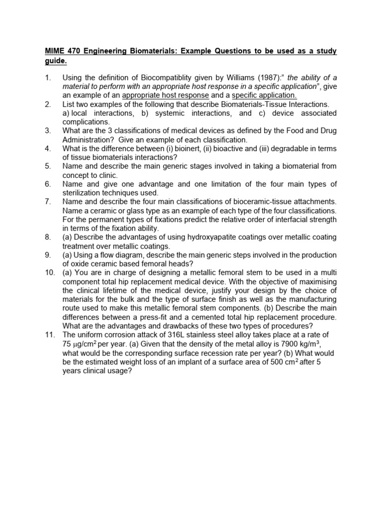 Example Questions To Be Used As A Study Guide 1 | PDF