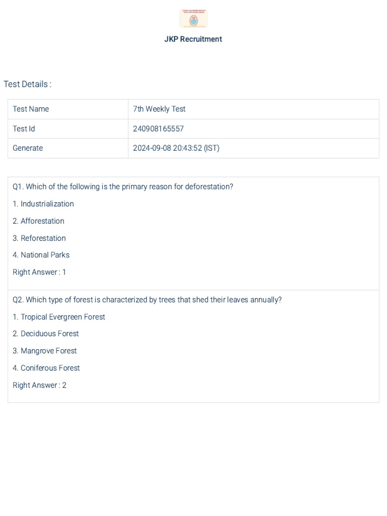 Preliminary Answer Key | PDF
