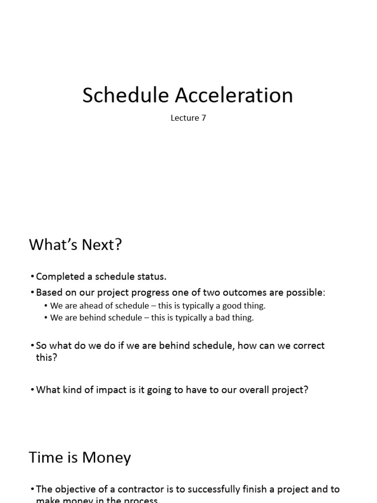Lecture 7 - Schedule Acceleration | PDF