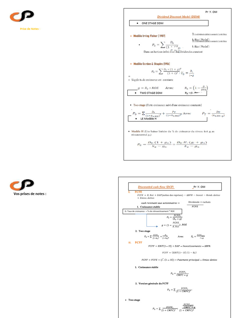 1- FORMULES DDM & DCF Y.OM (1) | PDF