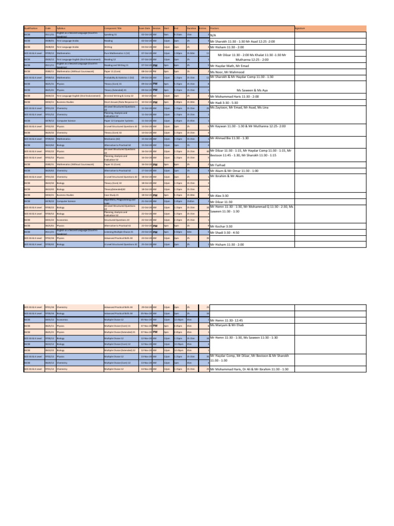 Igcse, As & A Level Proctoring Schedule | PDF