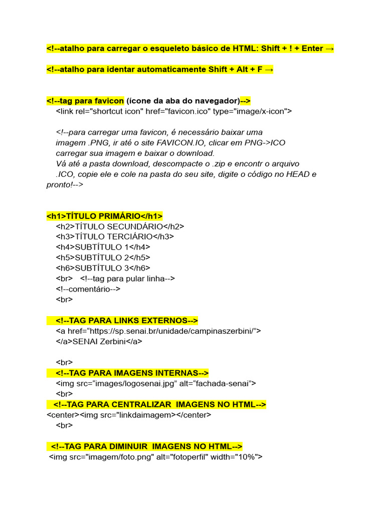 CÓDIGOS DAS AULAS HTML | PDF