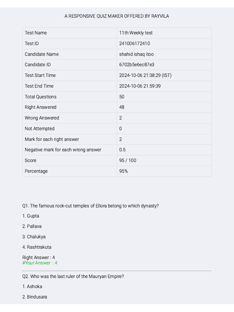 topper's response sheet | PDF