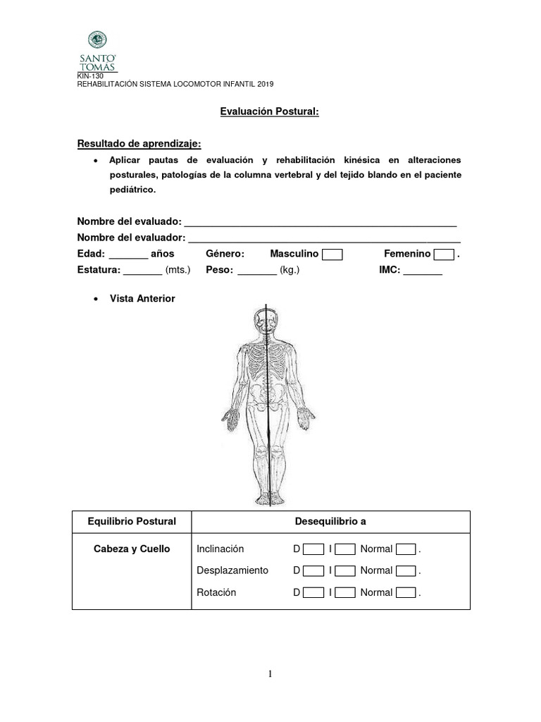 Evaluacion Postural | PDF | La columna vertebral | Escoliosis