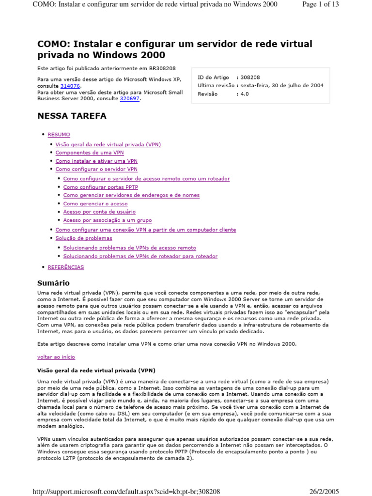 Configurar Servidor VPN(Windows 2000) | PDF