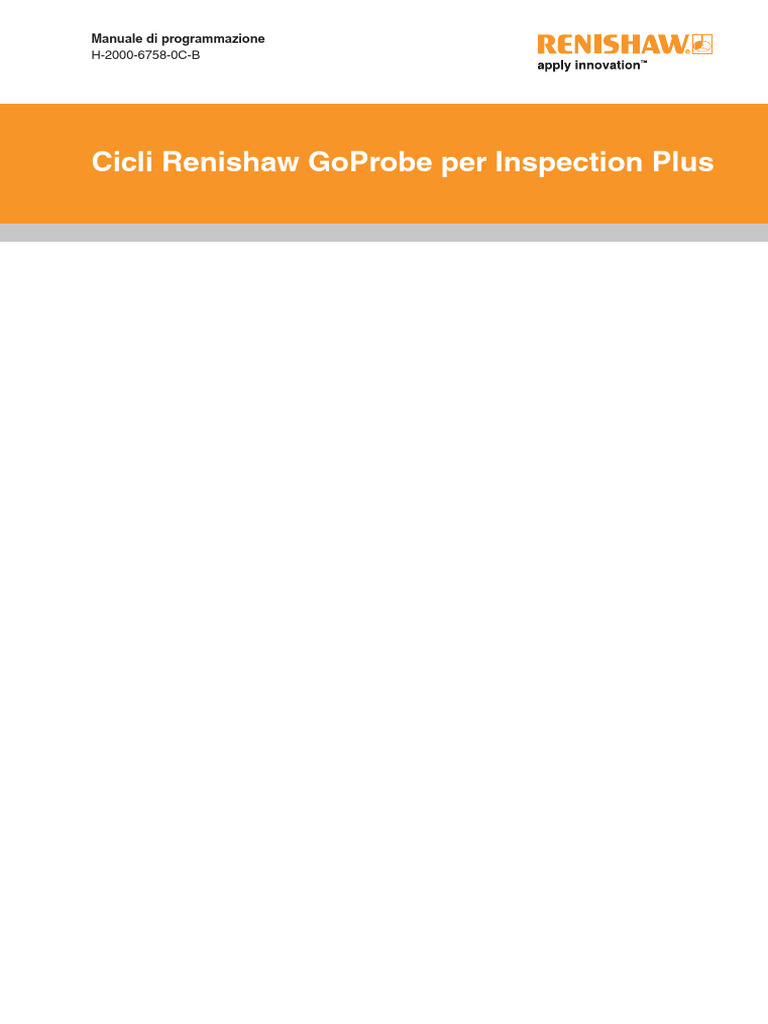 Cicli Renishaw Goprobe Per Inspection Plus: Manuale Di Programmazione | PDF