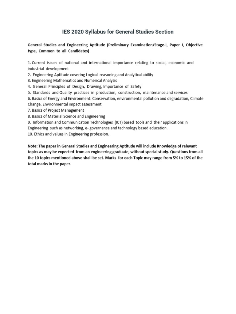 ESE General Studies | PDF