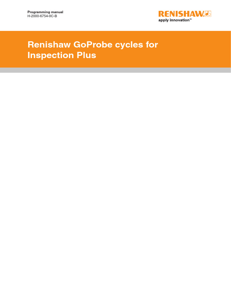 Renishaw Goprobe Cycles For Inspection Plus: Programming Manual | PDF