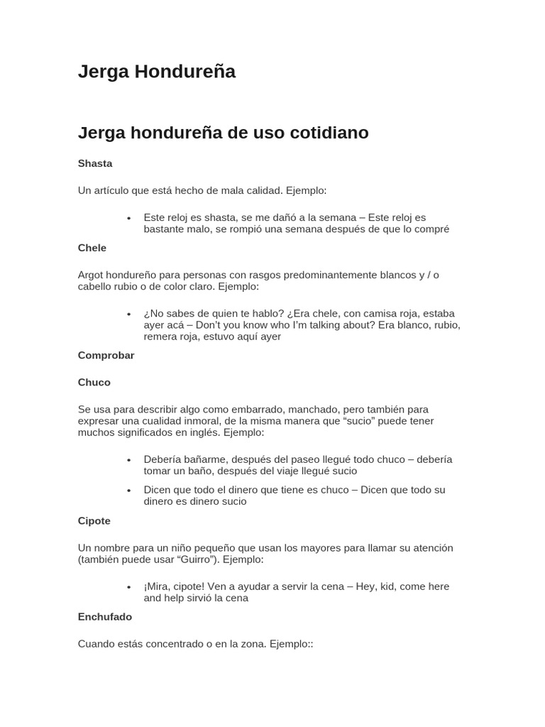 Jerga Hondureña | PDF